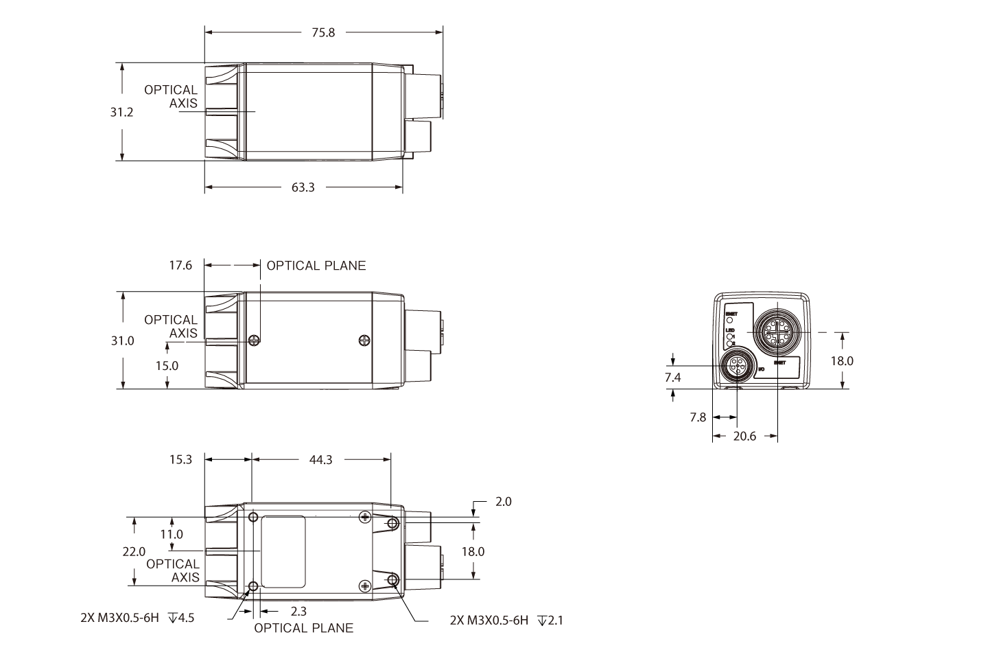 External dimensions | MELSENSOR Vision Sensor | Products | MITSUBISHI ...