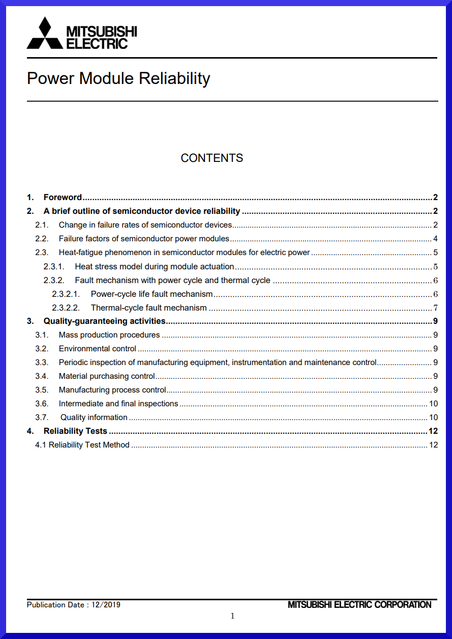 MITSUBISHI ELECTRIC Power Devices: Reliability